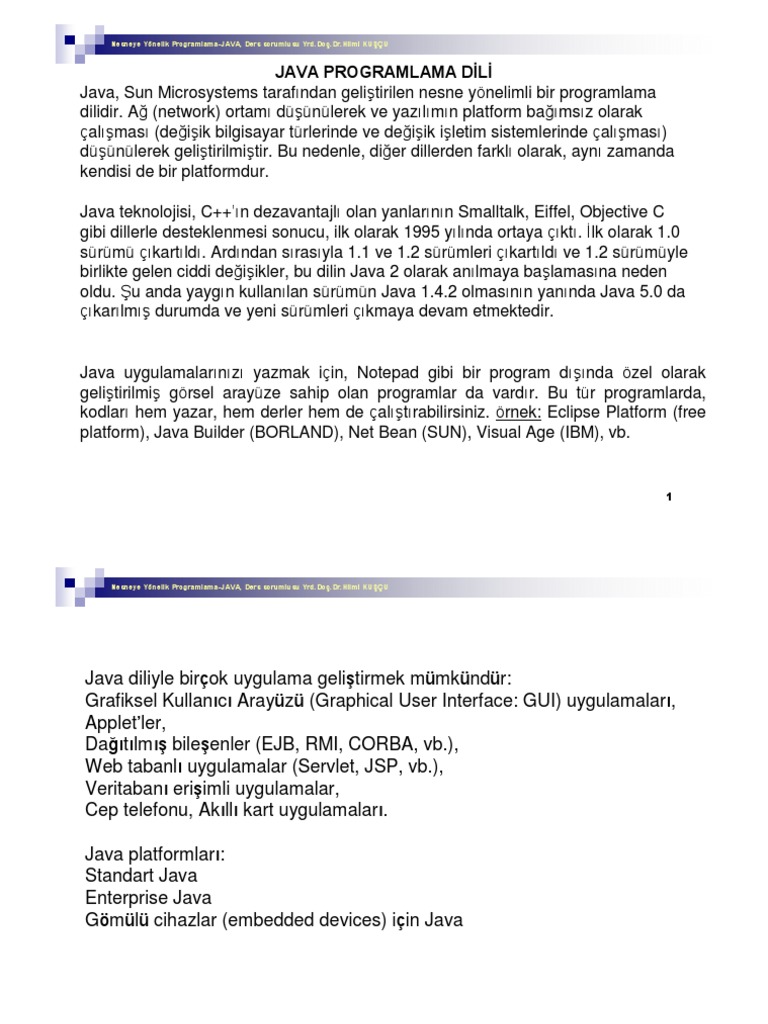 Java Programlama Dili | PDF
