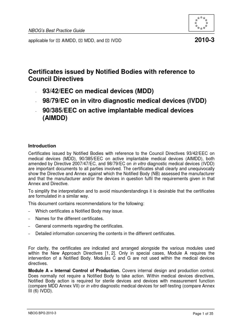 NBOG - BPG - 2010 - 3 Certs Issued by NB | PDF | Medical Device ...