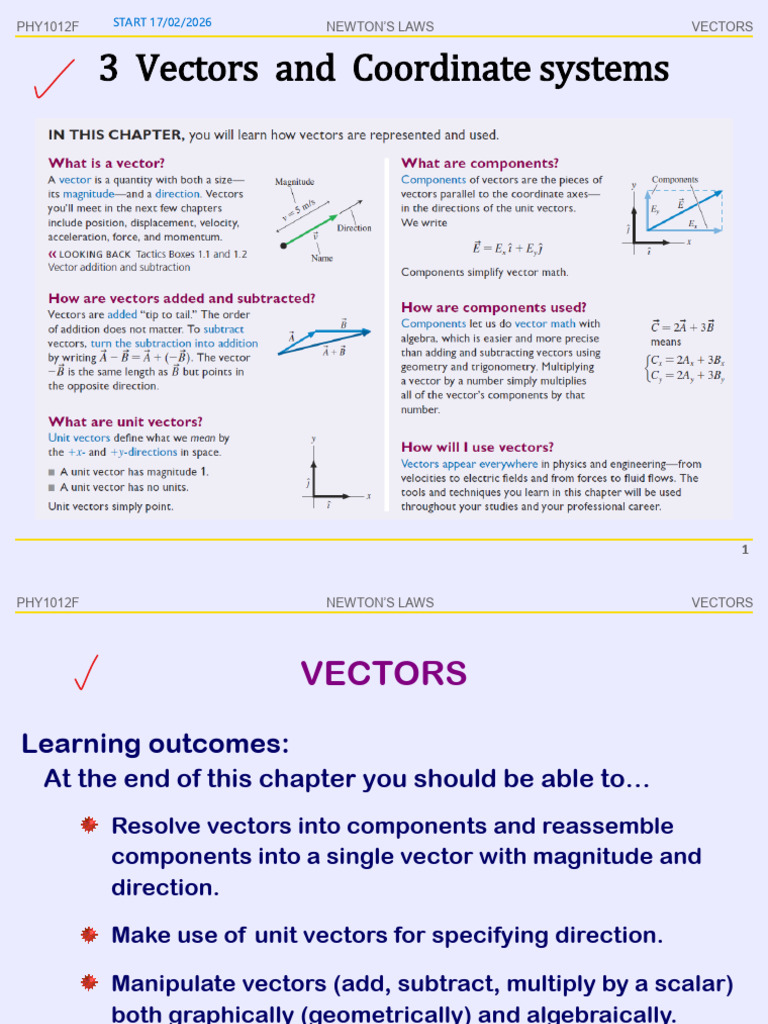 03 - Vectors - PHY1012F-drg2026 Rev 1 | PDF | Euclidean Vector ...