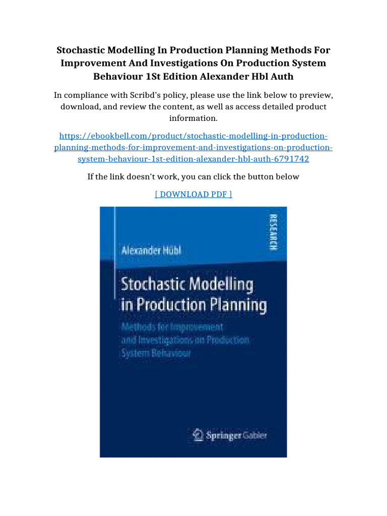 Stochastic Modelling In Production Planning Methods For Improvement And ...