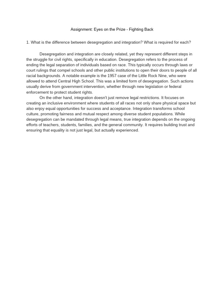 Assignment - Eyes On The Prize - Fighting Back | PDF