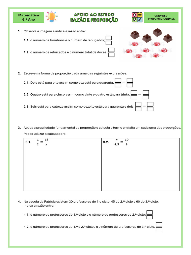 Apoio Ao Estudo MAT6 - Razão e Proporção PDF | PDF