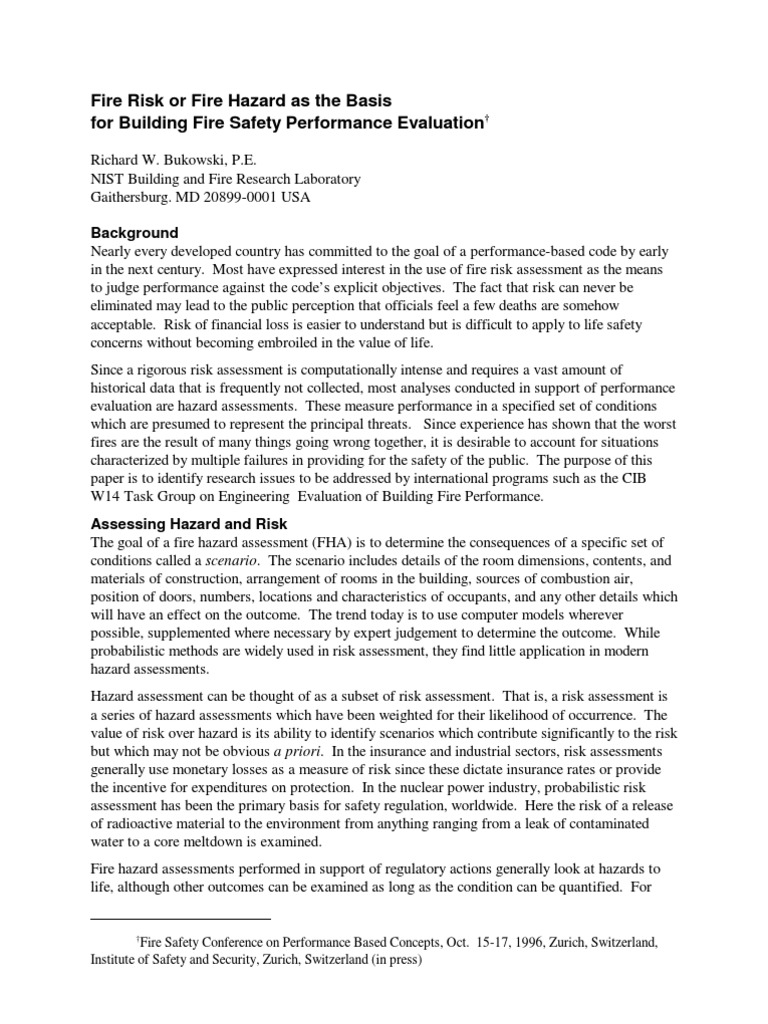 Fire Safety Evaluation Methods | PDF | Risk Assessment | Risk