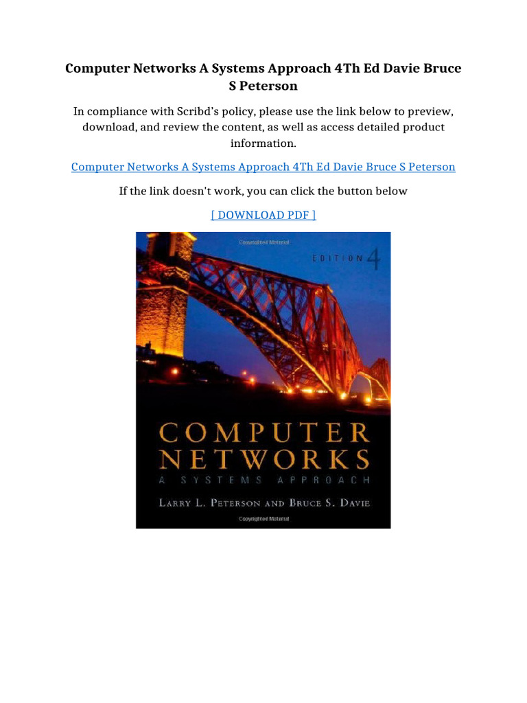 Computer Networks A Systems Approach 4th Ed Davie Bruce S Peterson ...
