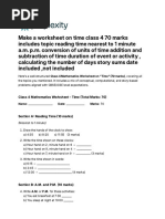 Time Reasoning Questions Worksheet | PDF