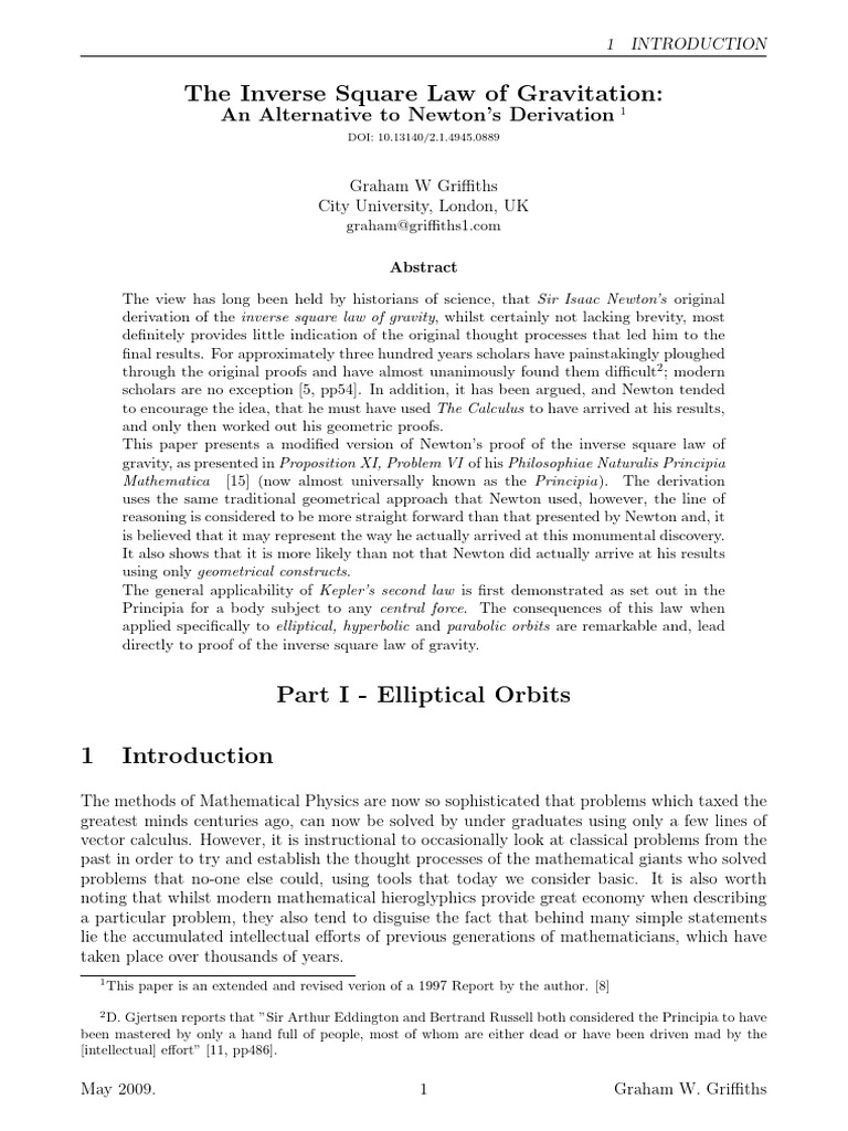 The Inverse Square Law of Gravitation An | PDF | Heliocentrism | Newton ...
