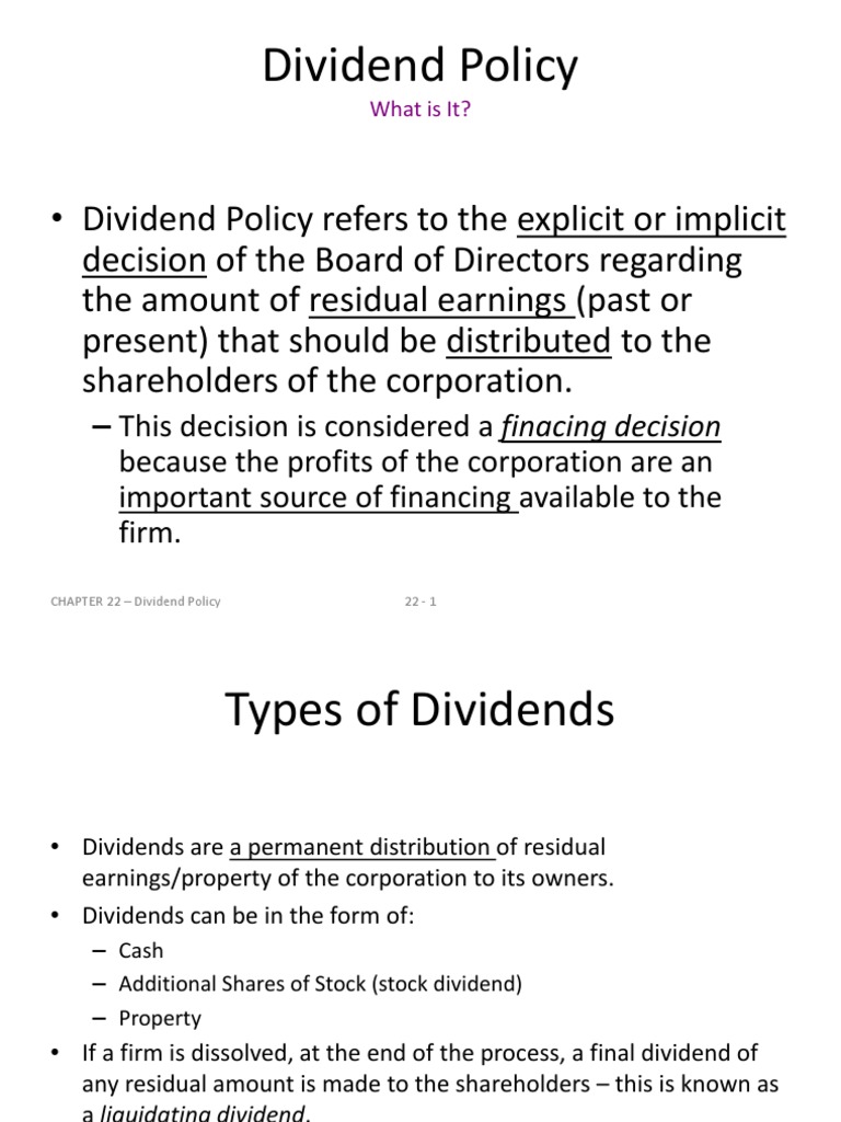 Dividend Policy | Dividend | Financial Capital