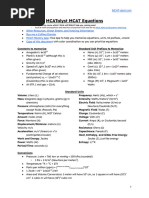 MCAT Physics and Chemistry Equations | PDF | Chemical Equilibrium | Force