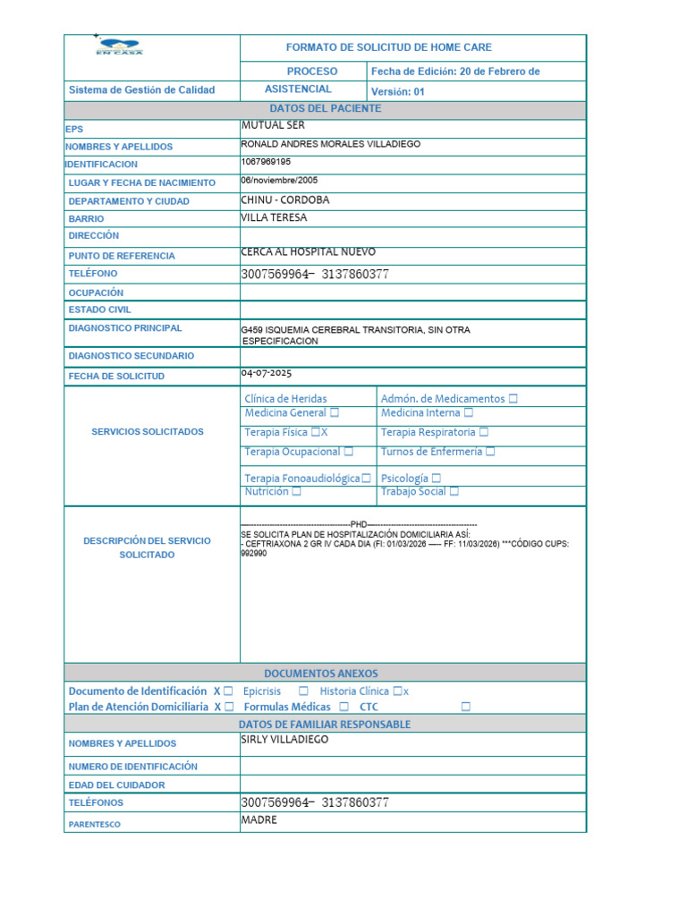 Ronald Andres Morales Villadiego Formato Mutual Ser Solicitud PHD | PDF
