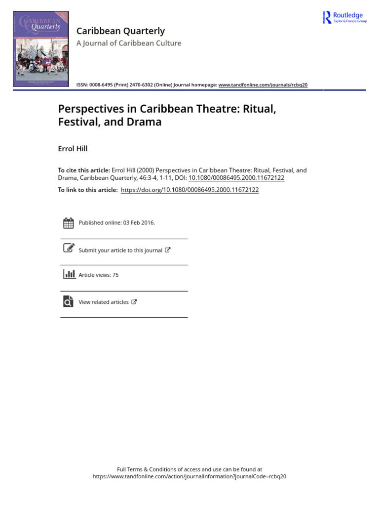 Perspectives in Caribbean Theatre Ritual Festival and Drama | PDF ...