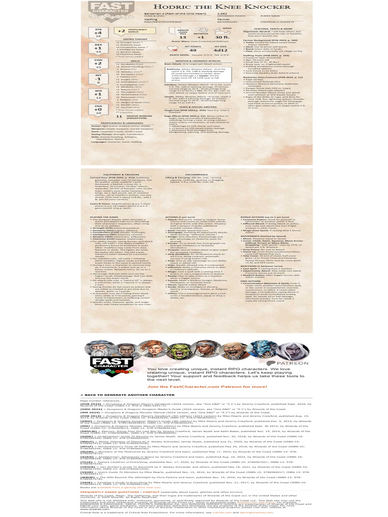 Fast Character _ Halfling Barbarian 4 (Path of the Wild Heart) _ PHB ...