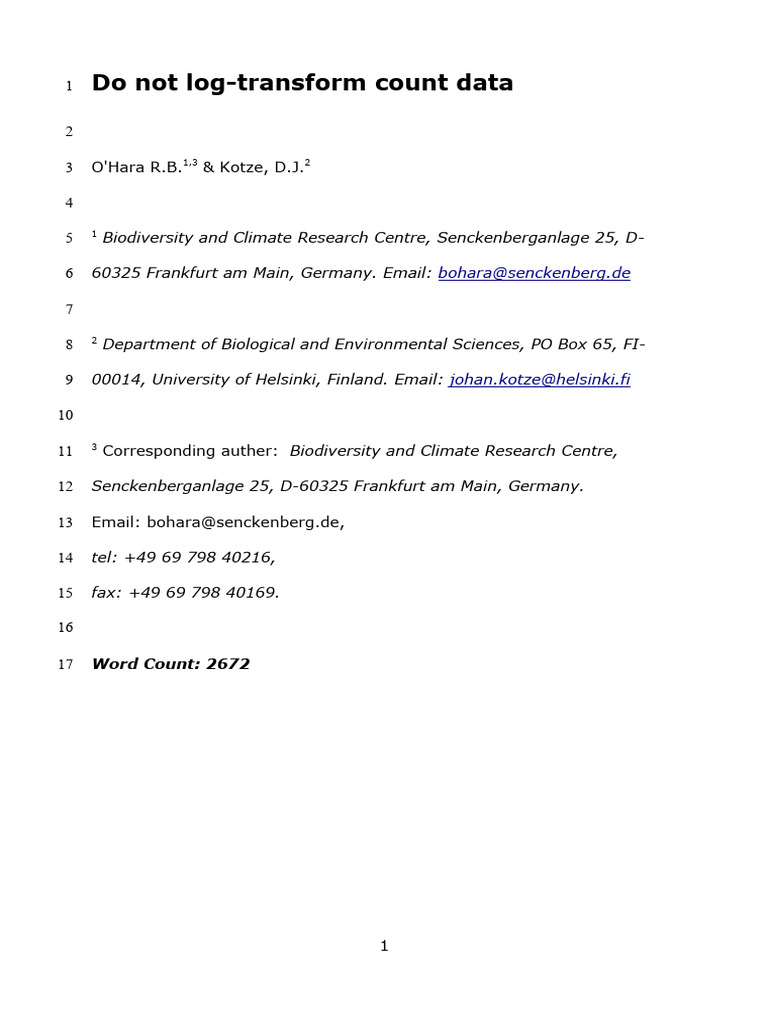 Do Not Log-Transform Count Data | PDF | Bias Of An Estimator | Statistics