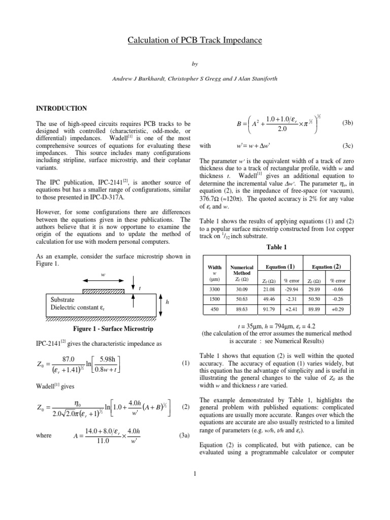 Calculation of PCB Track Impedance | PDF | Speed Of Light | Standard ...