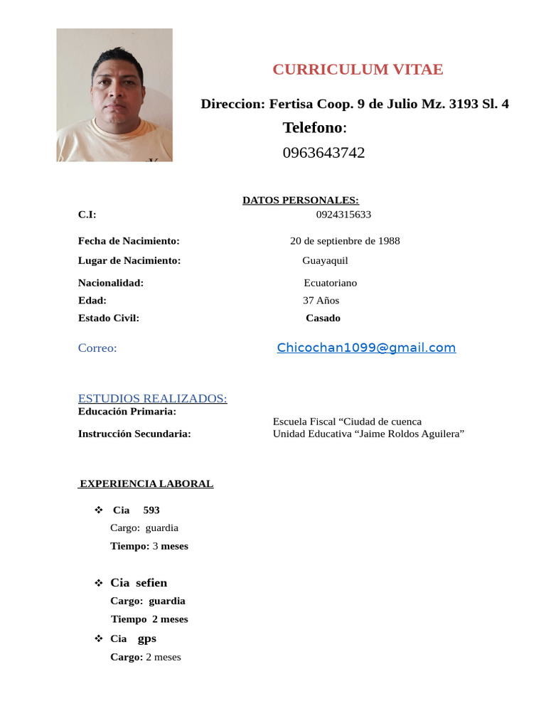 Curriculum Vitae Andres Carranza (1) | PDF