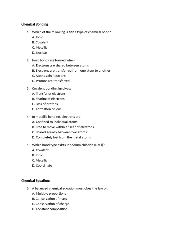 Chemical Bonding and More | PDF | Chemical Reactions | Chemical Bond