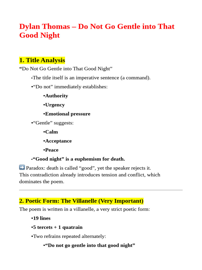 Do Not Go Gentle Into That Good Night Full Exp | PDF