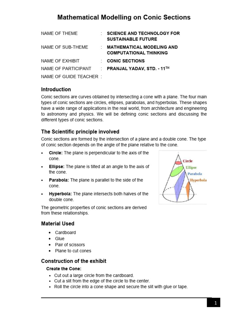 Project On Conic Section | PDF | Ellipse | Elementary Geometry