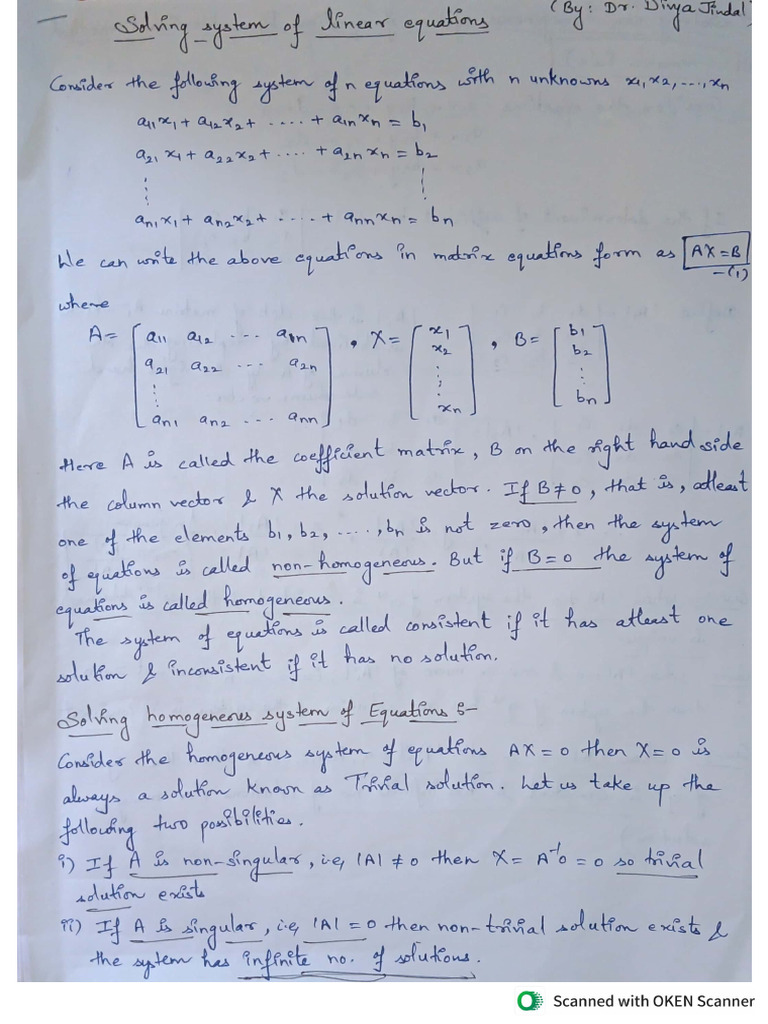 Unit 3 System of Linear Equations | PDF