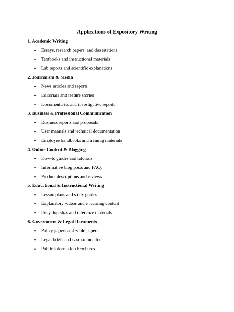 Applications of Expository Writing | PDF