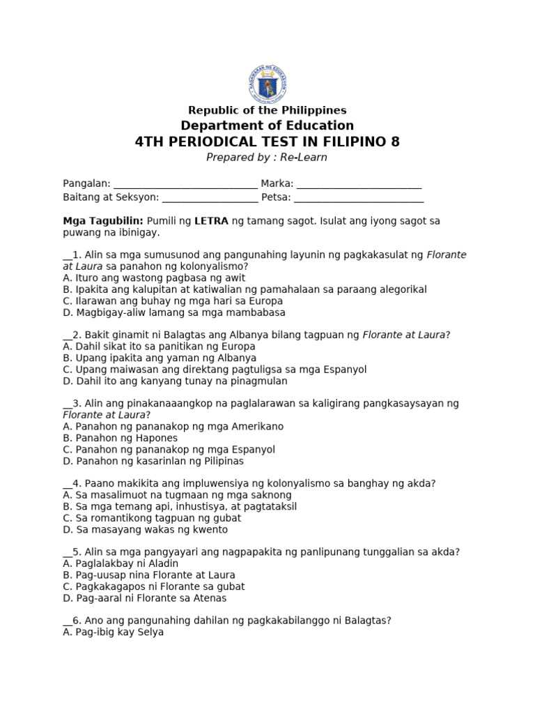 q4 Filipino 8 | PDF