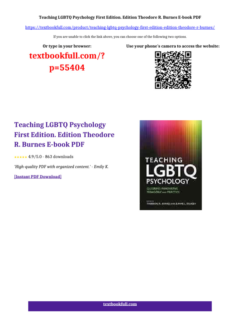 Teaching LGBTQ Psychology First Edition. Edition Theodore R. Burnes ...