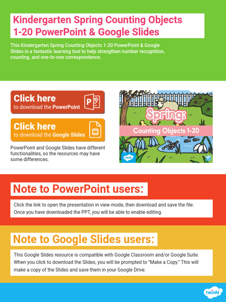 Spring Counting Objects 1-20 PowerPoint _ Google Slides | PDF