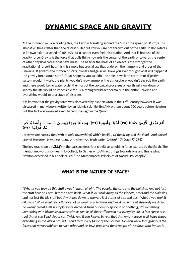 Dynamic Space and Gravity | PDF | Gravity | Force