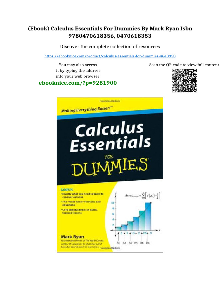 (Ebook) Calculus Essentials For Dummies by Mark Ryan ISBN 9780470618356 ...