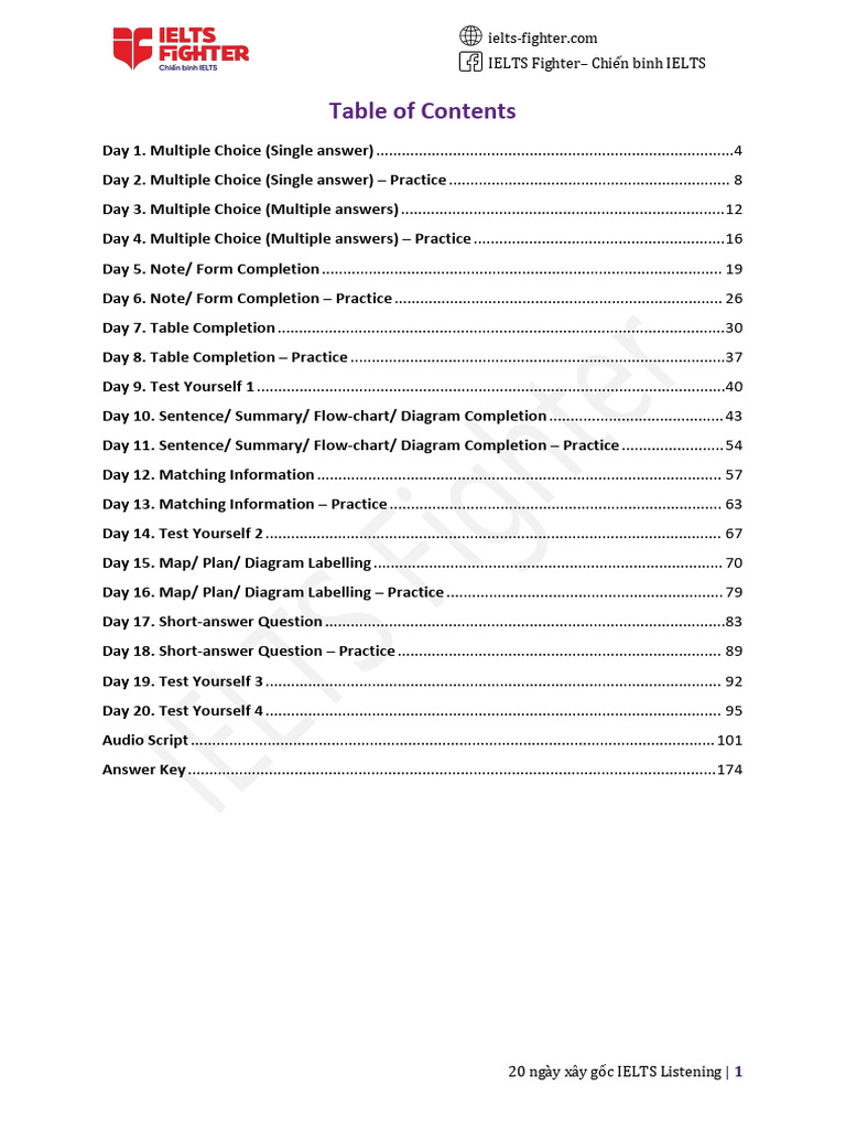 20-Day Practice For IELTS Listening - IELTS Fighter Biên So N | PDF