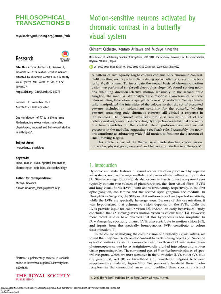 rstb.2021.0277 | PDF | Visual System | Eye
