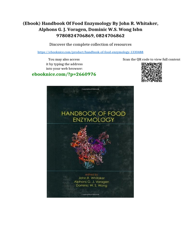 (Ebook) Handbook of Food Enzymology by John R. Whitaker, Alphons G. J ...