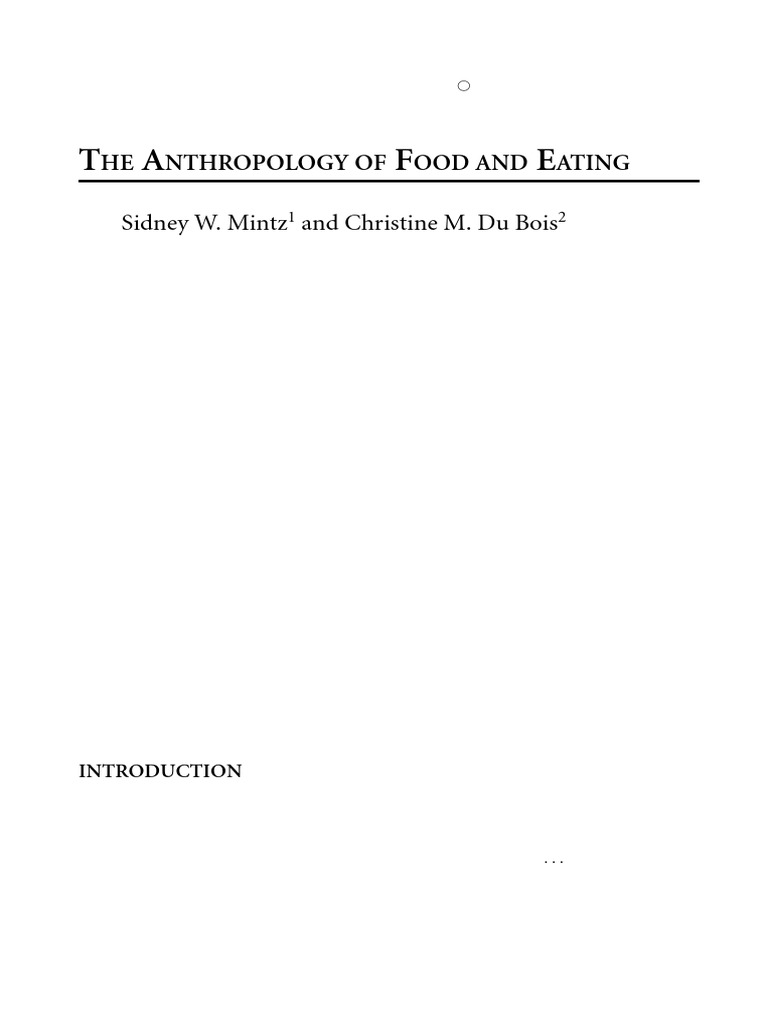 Anthropology of Food by Sidney Minz - 2002 | PDF | Ethnography ...