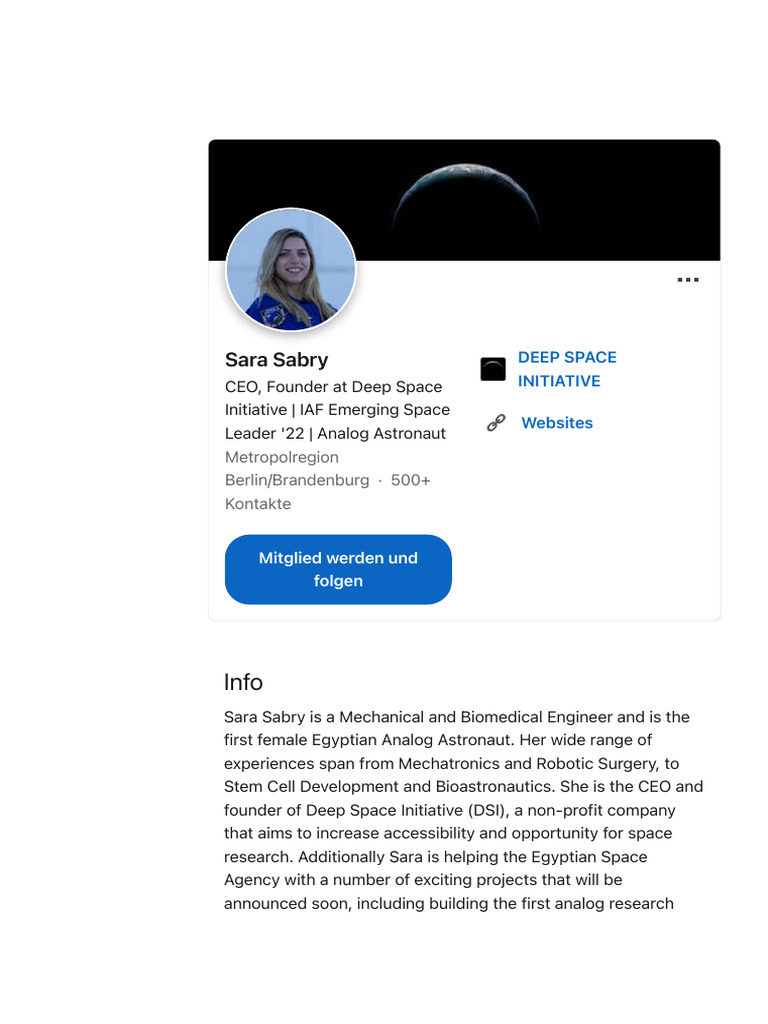 Sara Sabry – Chief Executive Officer | Founder – DEEP SPACE INITIATIVE ...