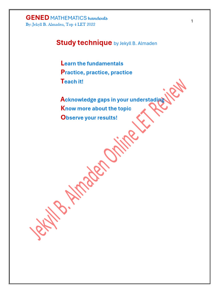 GENED MATH HANDOUTS (1) | PDF | Area | Percentage