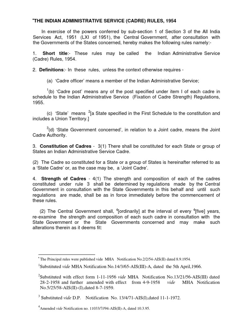 IAS - Cadre Rules | Download Free PDF | Public Administration ...