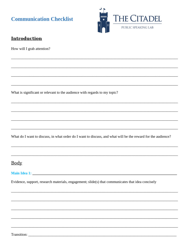 Communication Checklist 1 | PDF | Human Communication | Communication