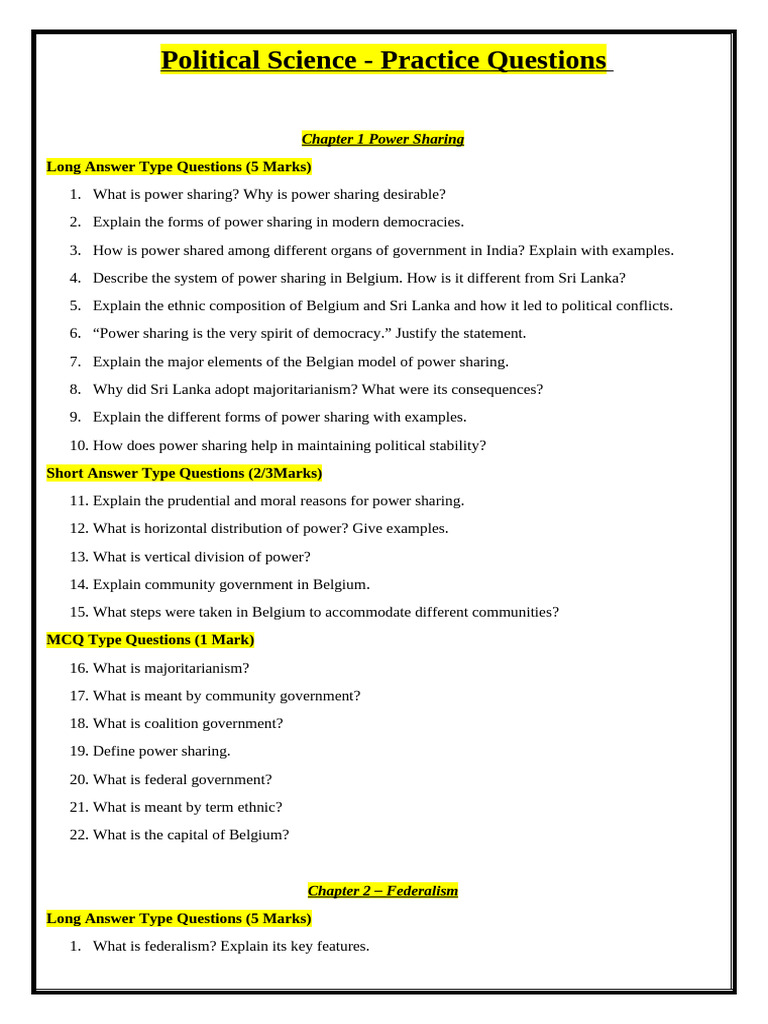 Practice Sheet - Political Science | PDF | Political Science | Decision ...