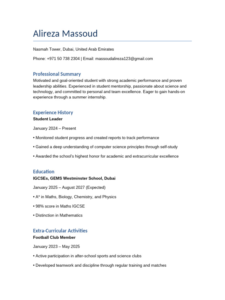 Alireza Massoud CV Copy | PDF