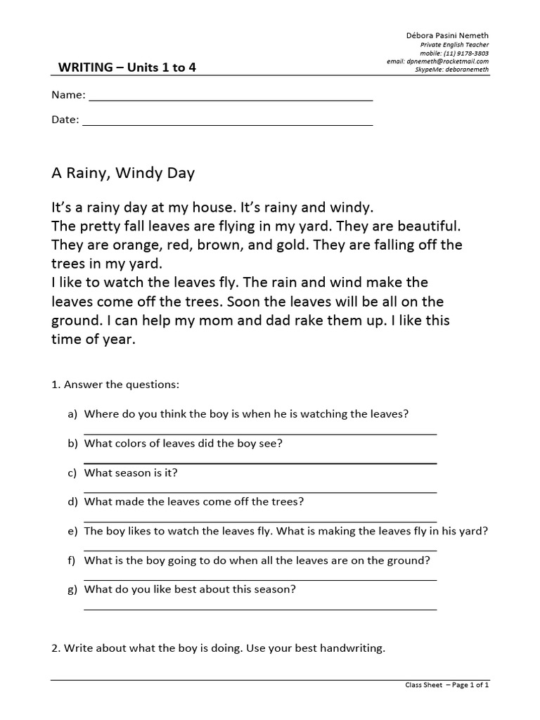 Writing Units 1 To 4 | PDF
