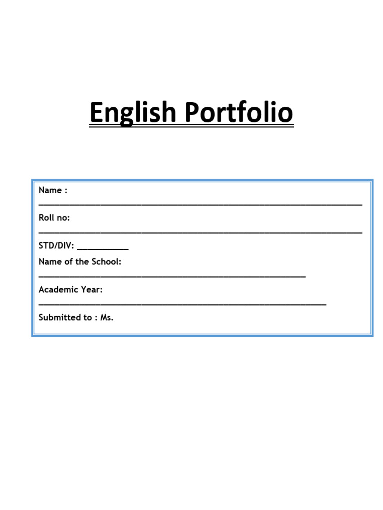 English Portfolio Cover Page 22-23 | PDF
