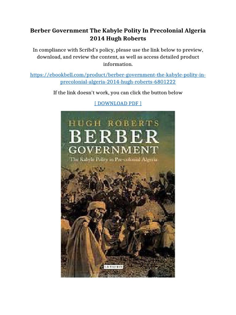 Berber Government The Kabyle Polity in Precolonial Algeria 2014 Hugh ...