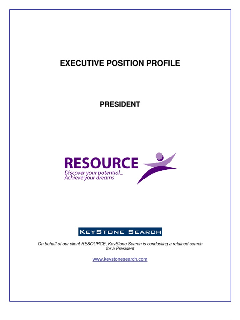 Executive Profile - President of RESOURCE | PDF | Nonprofit ...