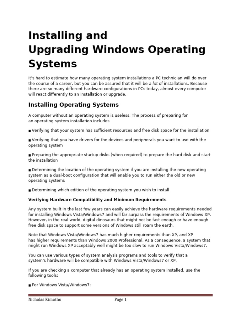 12-Installing An Operating System | PDF | Windows 7 | Microsoft Windows