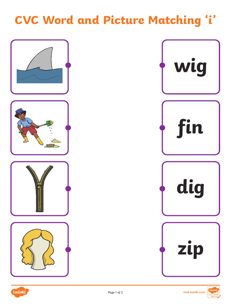 t l 4494 Cvc Word and Picture Matching Activity Sheets i _ver_1 Wig Fin ...