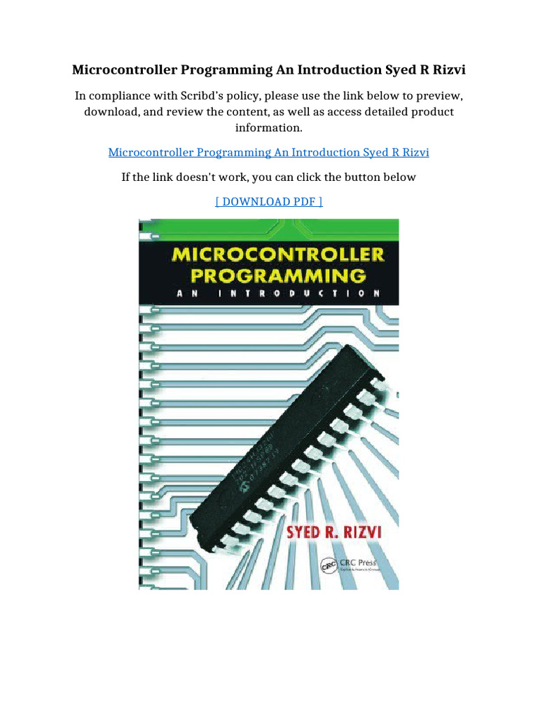 Microcontroller Programming An Introduction Syed R Rizvi | PDF | Qr Code