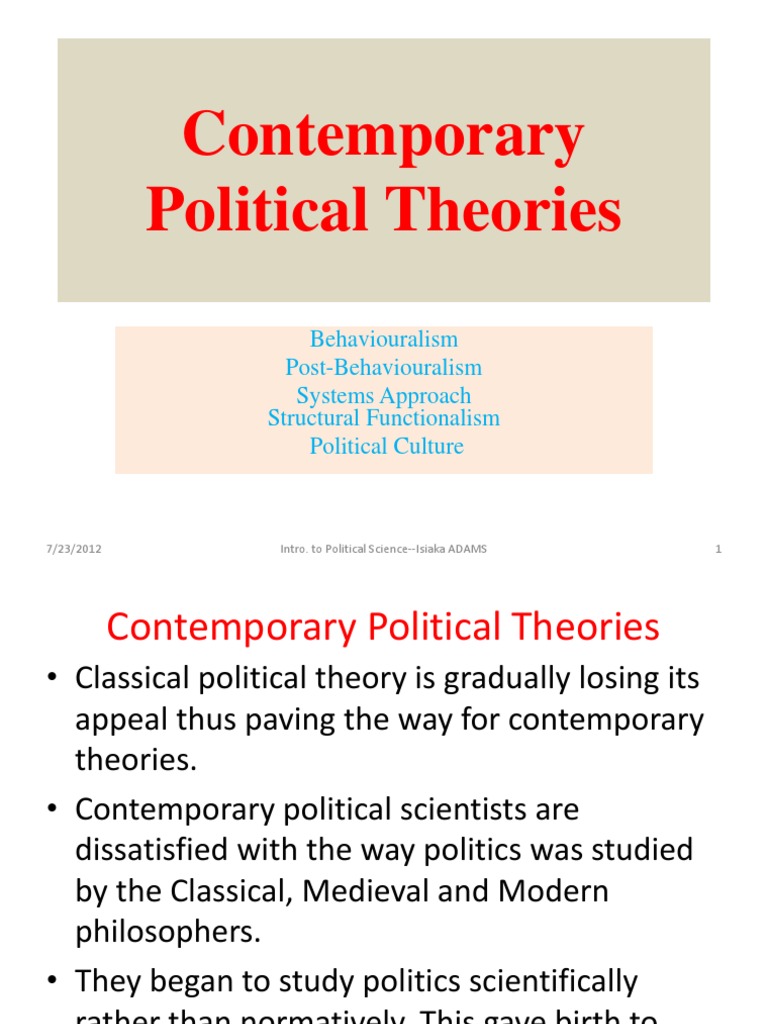 Contemporary Political Theories | PDF | Political Science | System