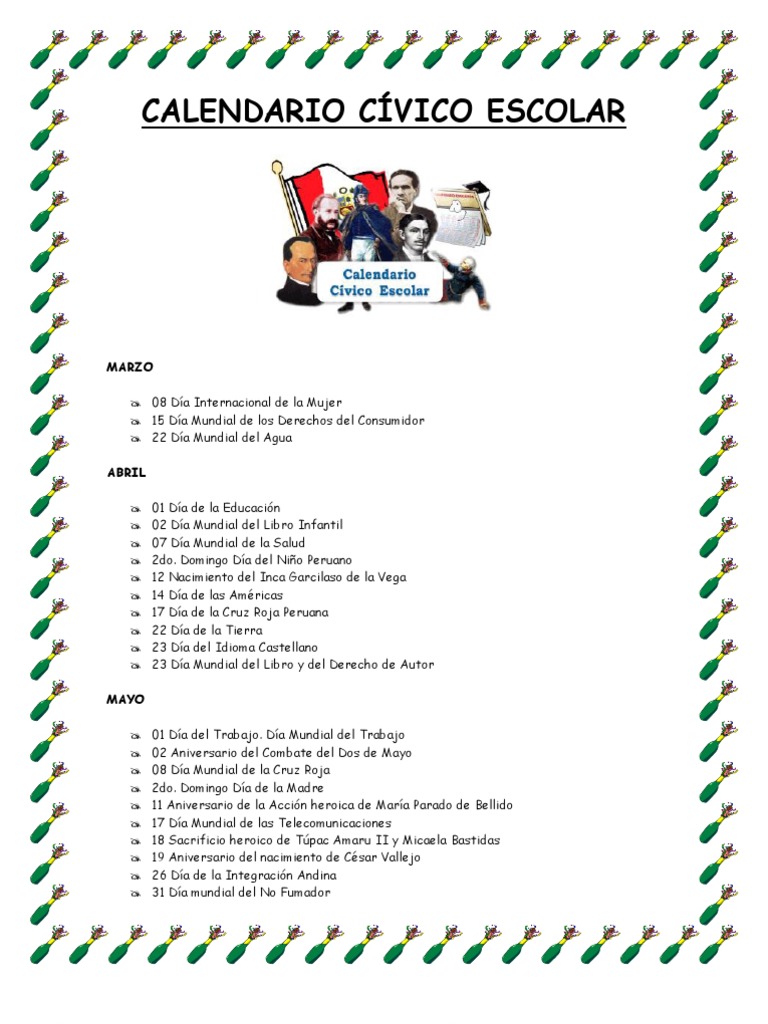 Calendario Civico Escolar | PDF | Perú | América del Sur