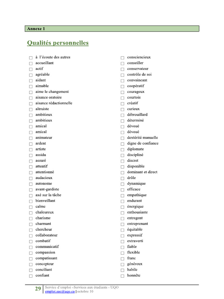 Qualités Personnelles Et Aptitudes Professionelles | PDF