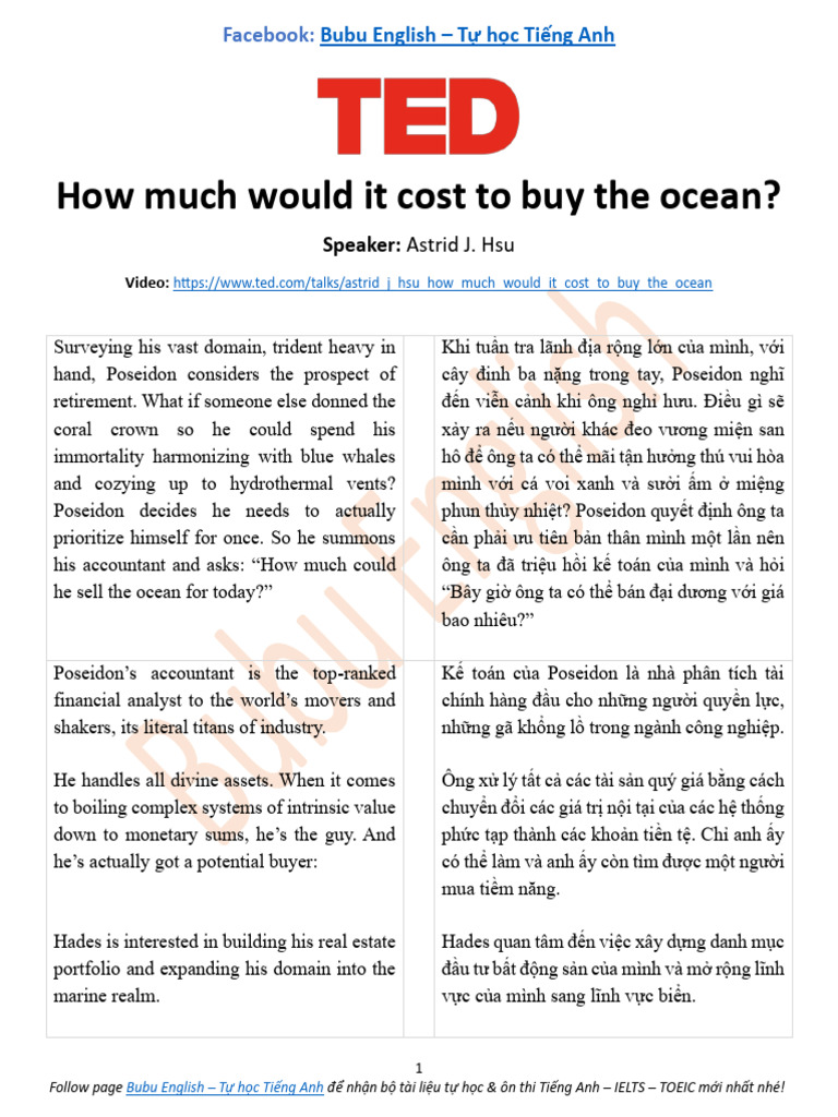 How Much Would It Cost to Buy the Ocean | PDF