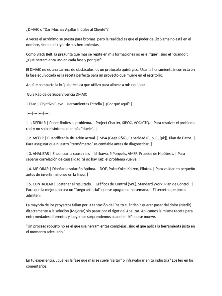 ¿Dmaic o - Dar M-Wps Office | PDF